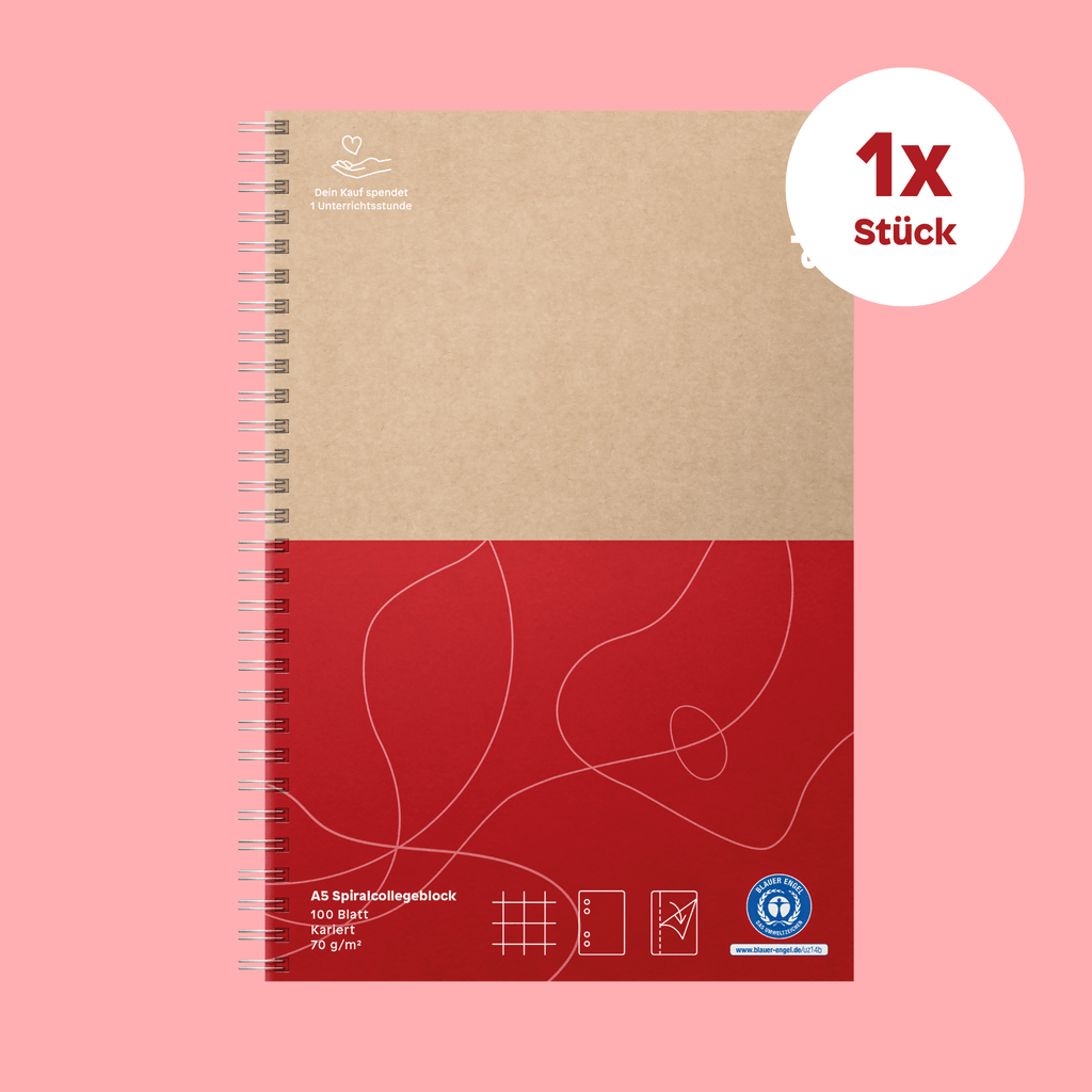 College pad A5 squared - writing pad donates a lesson to a schoolchild ...
